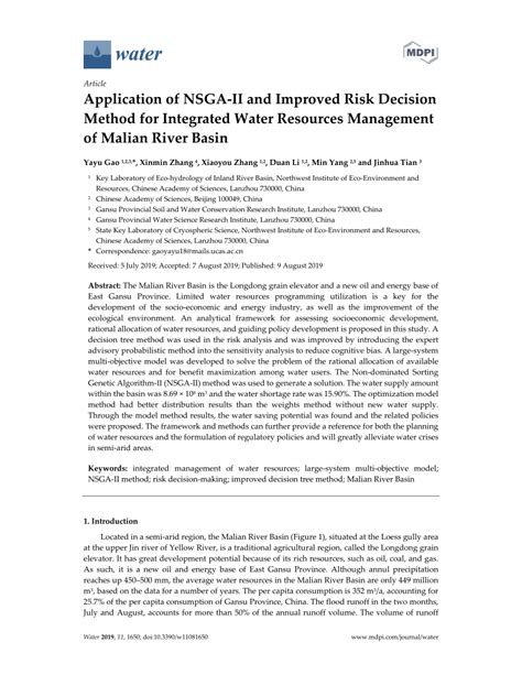 pdf application of nsga ii and improved risk decision method for integrated water resources