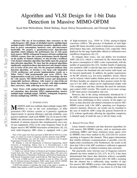 algorithm and vlsi design for 1 bit data detection in massive mimo ofdm deepai