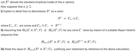 solved let sn denote the standard simplicial model of the