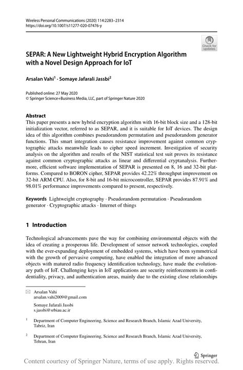 separ a new lightweight hybrid encryption algorithm with a novel design approach for iot