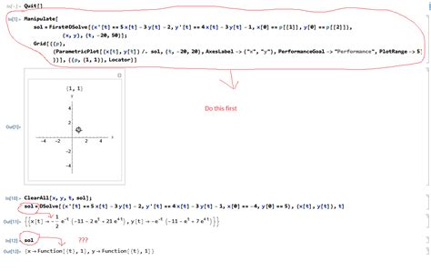 differential equations dsolve output displays different from actual output after using locator