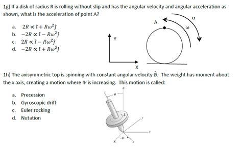 solved 1g if a disk of radius r is rolling without slip and