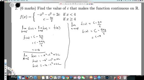 find the value of c that makes the function continuous on r youtube