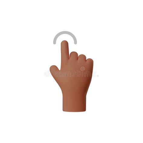 3D Afro Hand Pointing Index Finger Gesture Vector Icon Touch Click Arc