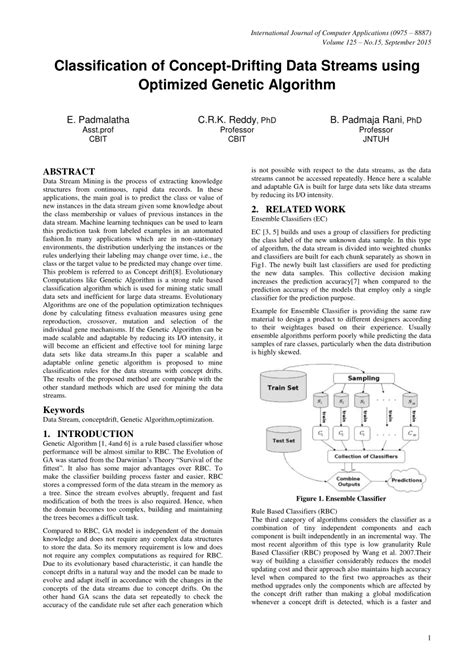 pdf classification of concept drifting data streams using optimized genetic algorithm