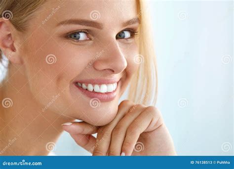 Beauty Portrait Of Woman With Beautiful Smile Fresh Face Smiling Stock Image Image Of