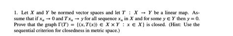 solved 1 let x and y be normed vector spaces and let t x