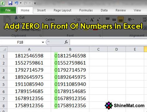 how to add zero “0” in front of numbers in ms excel