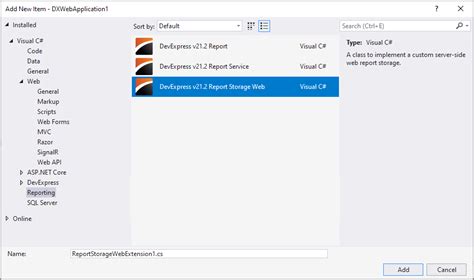 add a report storage asp mvc reporting devexpress documentation