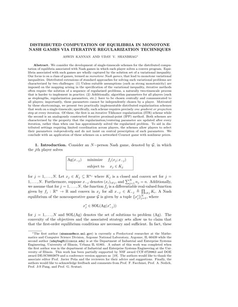 pdf distributed computation of equilibria in monotone nash games via iterative regularization