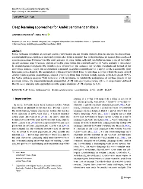 pdf deep learning approaches for arabic sentiment analysis