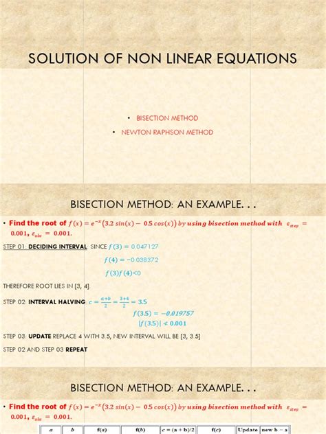 solution of non linear equations bisection method newton raphson method pdf computational