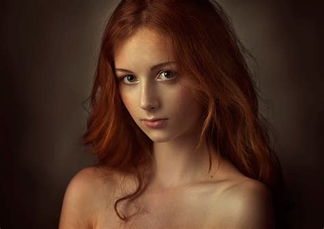 Femmes Modèle Visage Portrait Rousse Ekaterina Yasnogorodskaya Fond Décran Hd