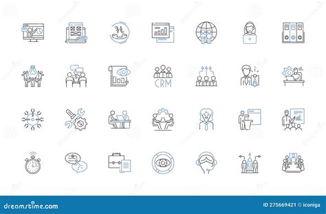 Conjoined Teamwork Line Icons Collection Synergy Collaboration
