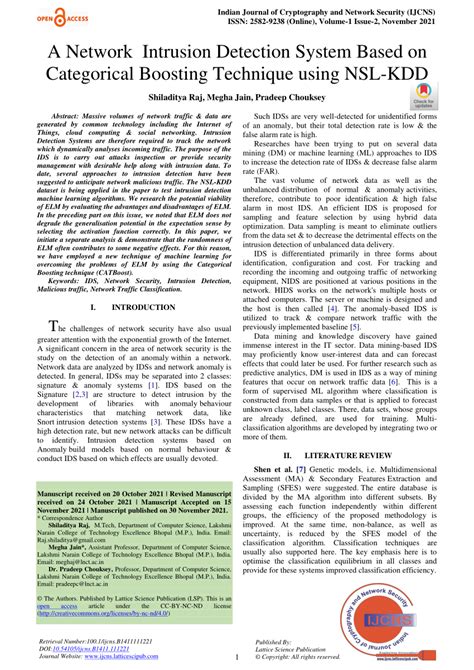 pdf a network intrusion detection system based on categorical boosting technique using nsl kdd