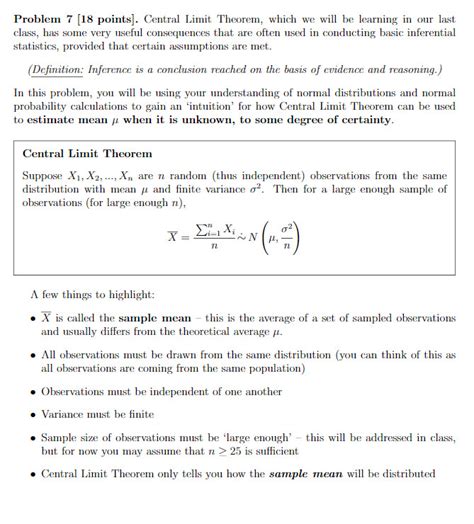 solved problem 7 [18 points] central limit theorem which