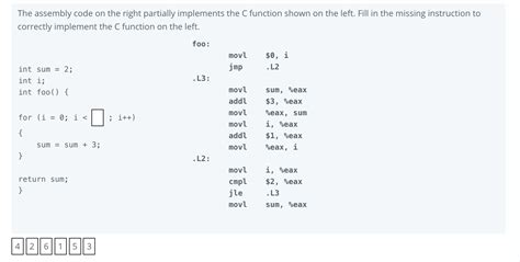 solved the assembly code on the right partially implements