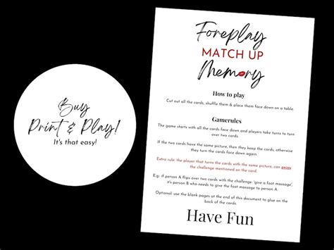 Foreplay Match Up Memory Printable Sex Game For Couple Date Night Activity Adult Sexy Naughty