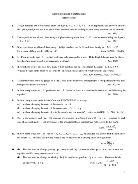 permutations and combinations exercise pdf pdf permutation languages