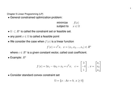 lecture notes lecture 5 chapter 5 linear programming lp general constrained optimization