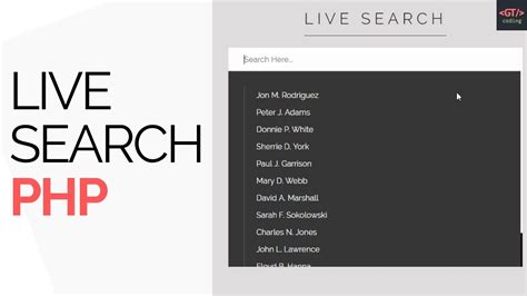 how to create live search using php and fetch api from mysql database gtcoding youtube