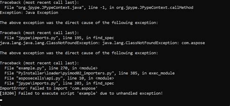 python failed to execute script with jpype stack overflow