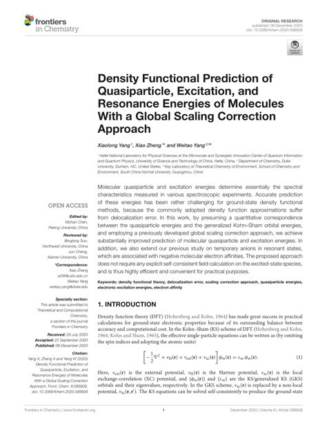 pdf density functional prediction of quasiparticle excitation and resonance energies of