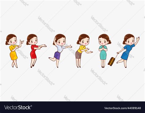 Cute Beautiful Woman Cartoon Character Royalty Free Vector