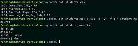 linux cut command examples