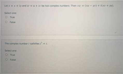 solved let z x iy and w u iv be two complex numbers