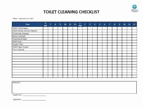 Printable Bathroom Cleaning Checklist Template