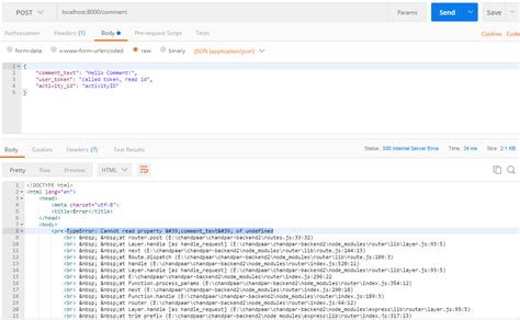 node js typeerror cannot read property comment text of undefined stack overflow