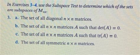 solved ዘዘ in exercises 3 4 use the subspace test to