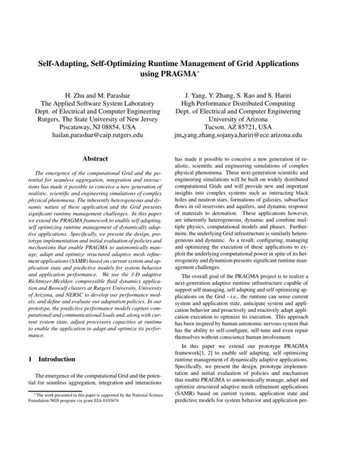 pdf self adapting self optimizing runtime management of grid applications using pragma