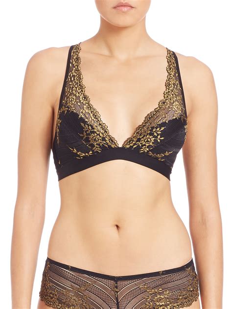 Wacoal Embrace Lace Soft Cup Bra In Black Black Gold Lyst