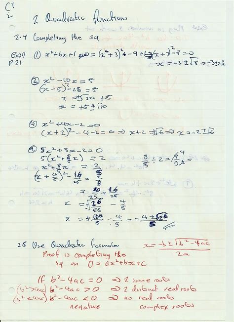 edexcel c1 2 quadratic functions alevelmathematicsnotes