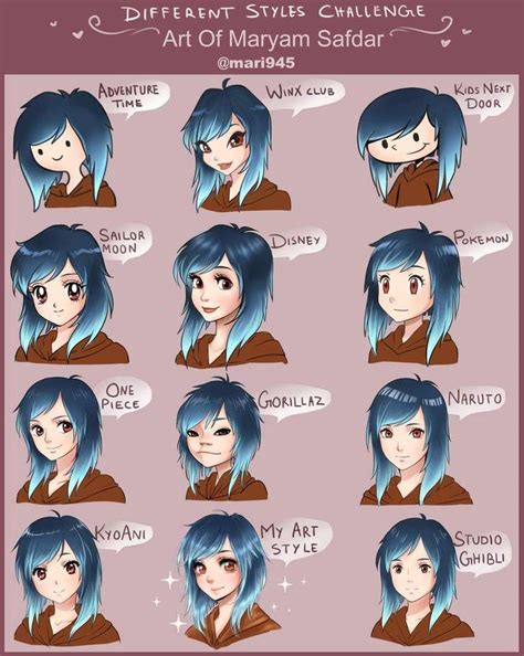 Anime Doodlers Unite Imgur Art Style Challenge Art Challenge Different Drawing Styles
