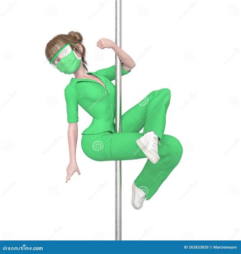 Nurse Girl Is Doing Some Exercise On A Pole Dance Bar Stock Illustration Illustration Of