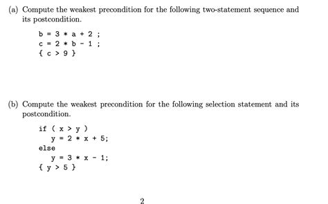 solved a compute the weakest precondition for the