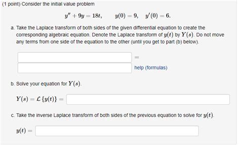 solved 1 point consider the initial value problem y 9y