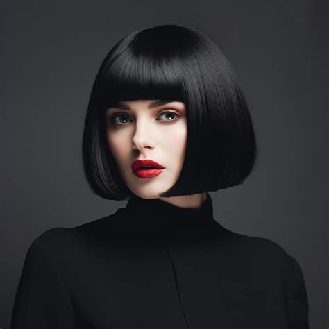 Premium Photo A Woman With A Bob Cut And Black Hair