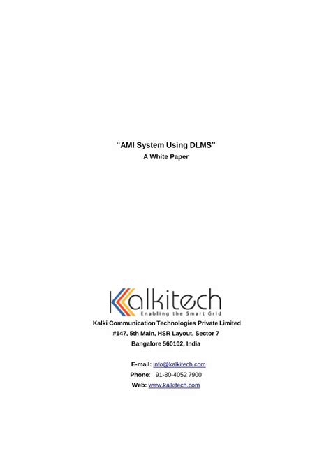 pdf ami system using dlms kalkitech€¦ · “ami system using dlms communication protocol