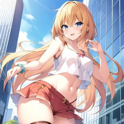 Premium Photo Sexy Anime Girl With Cute Miniskirt And Shirt In The City