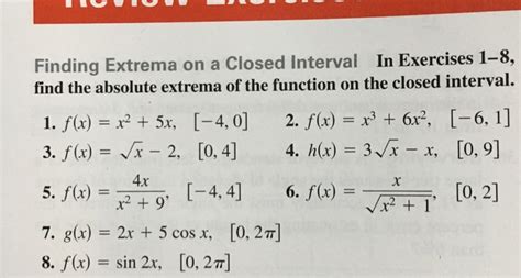 solved finding extrema on a closed interval in exercises