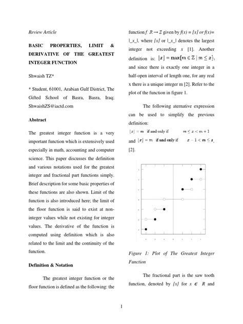 greatest integer function pdf pdf function mathematics integer