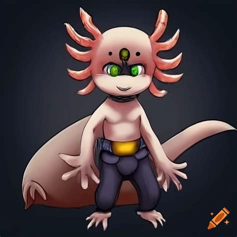 Illustration Of An Anthro Axolotl With Green Eyes On Craiyon