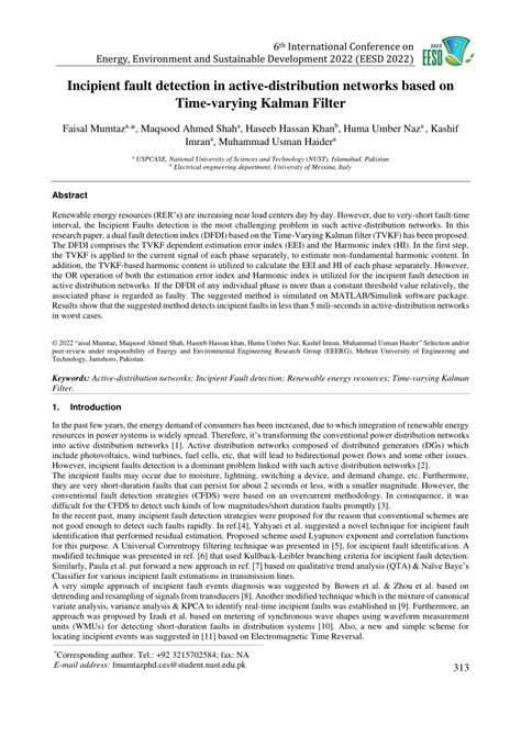 pdf incipient fault detection in active distribution networks based on time varying kalman filter