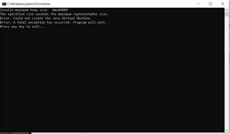 Bug Error Code Invalid Maximum Heap Size Xmx4608M Issue 550
