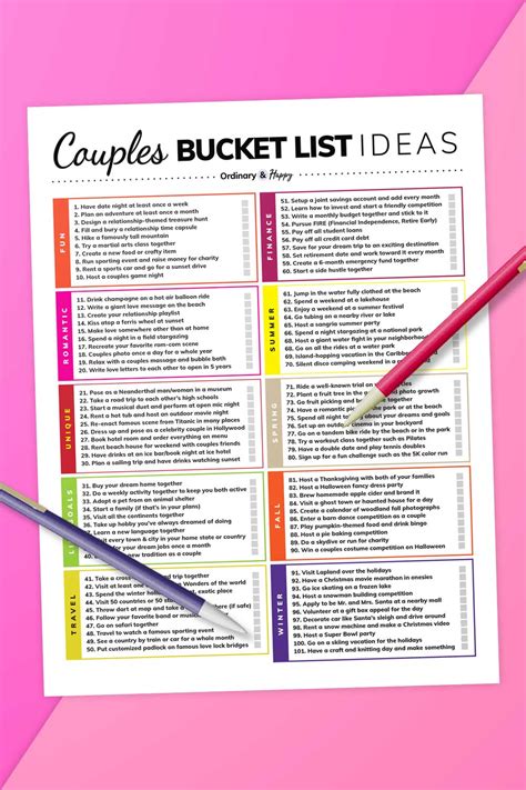Couples Bucket List 100 Fun Things To Do As A Couple Ordinary And Happy