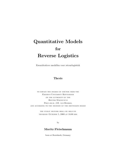 pdf quantitative models for reverse logistics a review rommert dekker